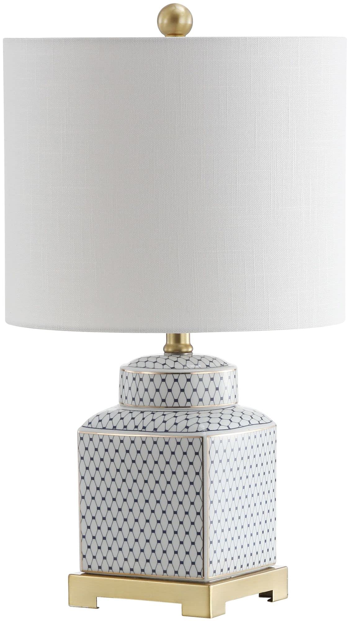 JONATHAN Y JYL3043A Cleo 21.5" Ceramic/Metal Ginger Jar LED Table Lamp Contemporary,Transitional for Bedroom, Living Room, Office, College Dorm, Coffee Table, Bookcase, White/Navy