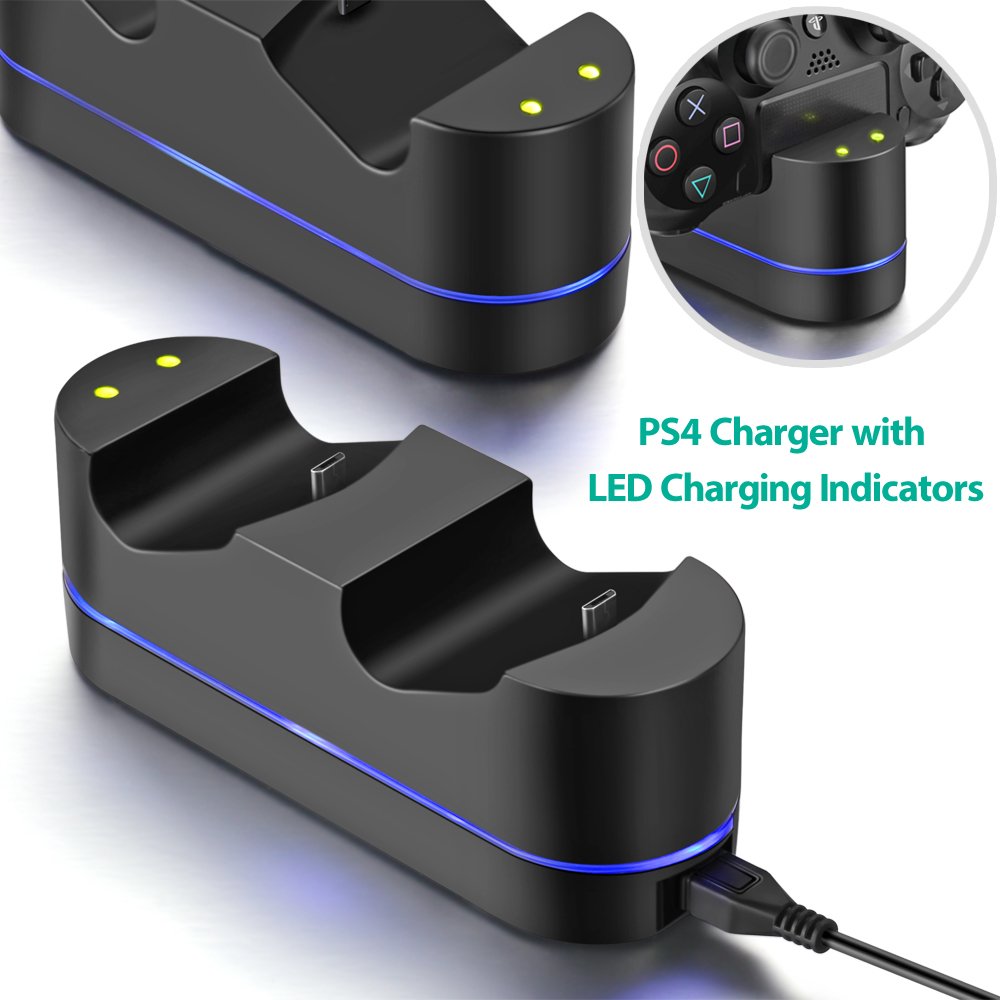 ICESPRING Dual USB Charging Charger Dock Station Stand Controller Charger Replacement for Playstation 4 Charger Kit
