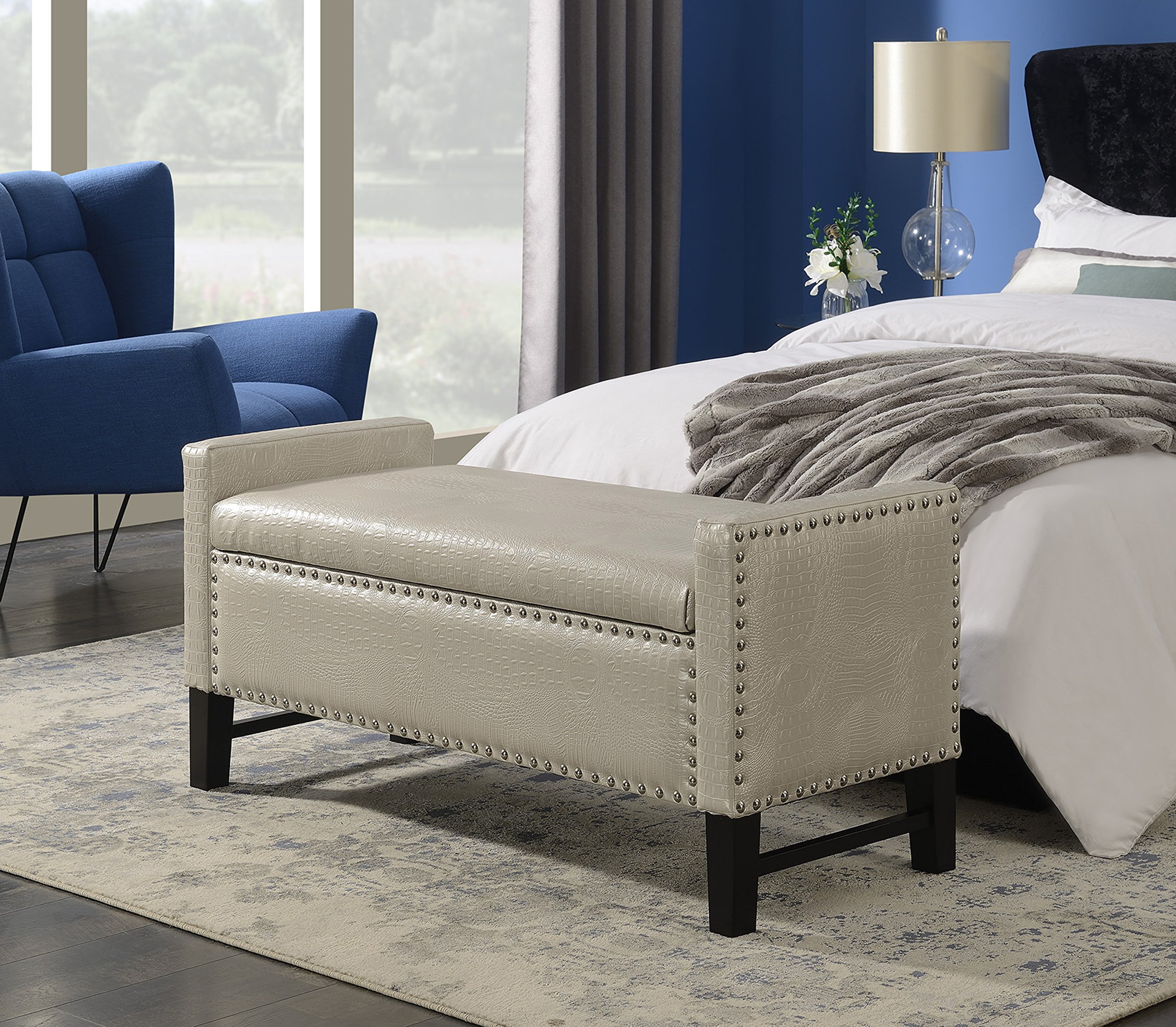 Iconic Home Ilias PU Leather Pearl Storage Bench