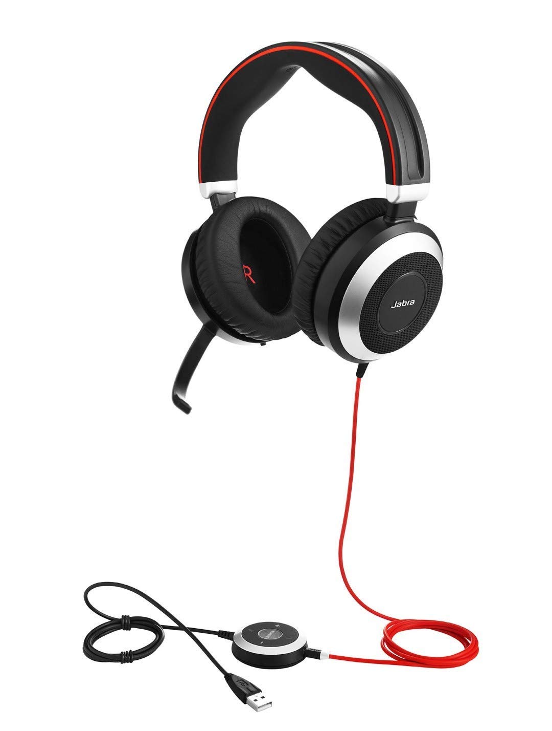 Jabra Evolve 80 - Professional Stereo Noise Cancelling Wired Headset/Music Headphones - UC (Renewed)