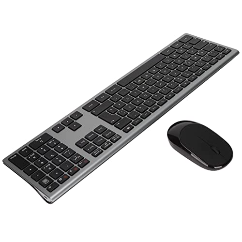 PUSOKEI Wireless Keyboard Mouse Combo, 2.4G Ergonomic USB Gaming Keyboard and Mouse, Full Size QWERTZ Keyboard and 1600dpi Compact Mouse, for Windows PC (German Layout)