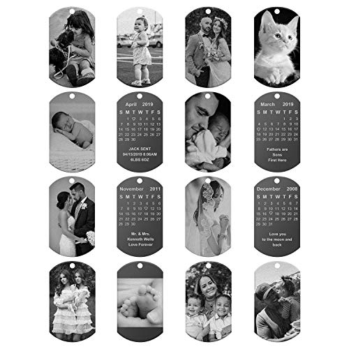 Jovivi Personalized Photo Picture Necklace Custom Special Date Calendar Dog Tag Pendant Engraved Name Messsage for Couples Anniversary Day Gifts