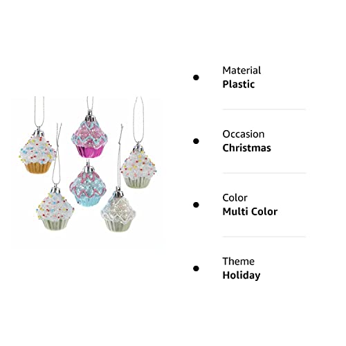 Kurt Adler 2" Cupcake Ornament Set of 6