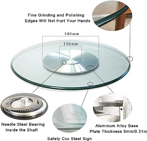 Lazy Susans Turntable 10mm Tempered Glass Turntable, Round Rotating Tray For Kitchen Dining Table Serving Plate Large Silent Tabletop Organizer, Silent/Not Tilted (Size : 80cm/31in)