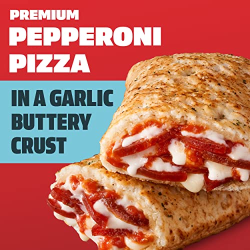 Hot Pockets Pepperoni Pizza Garlic Buttery Crust Frozen Snacks, Pizza Snacks Made with Reduced Fat Mozzarella Cheese, 12 Count Frozen Sandwiches