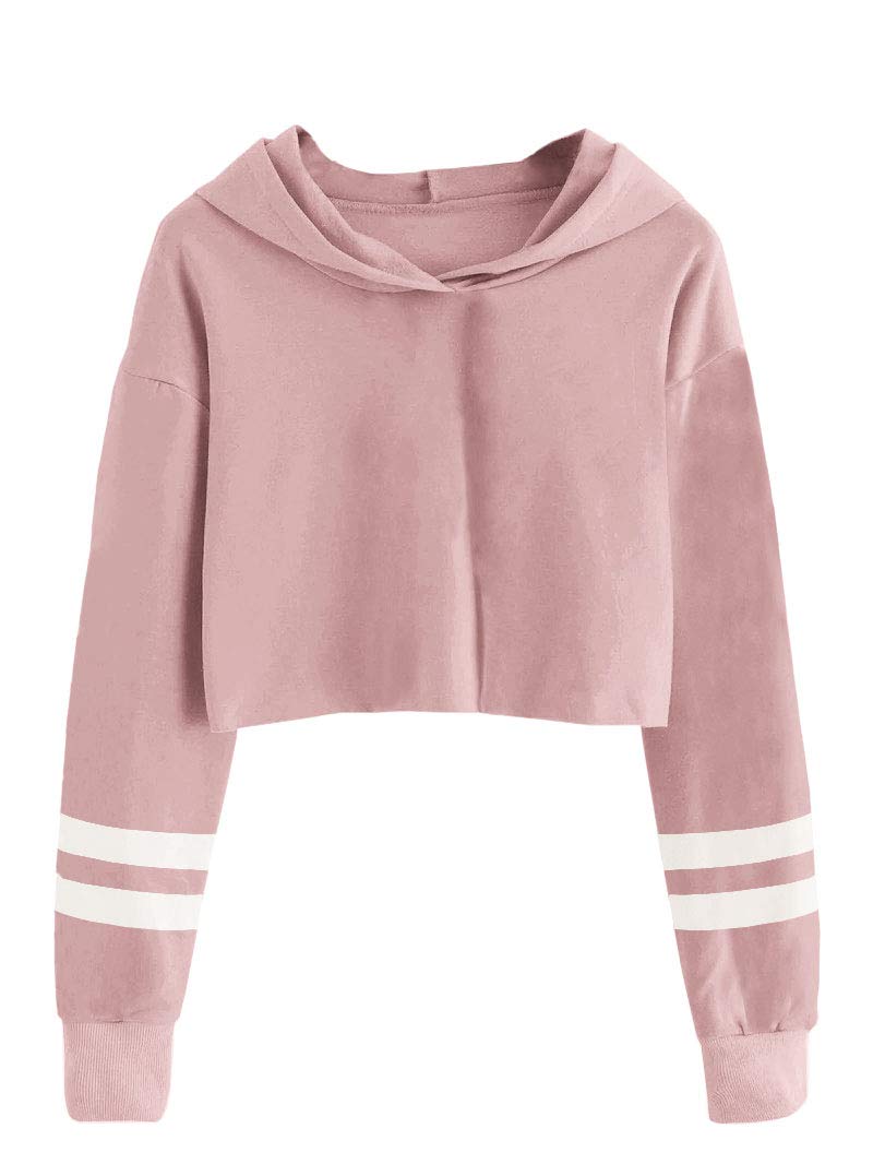 Imily Bela Kids Crop Tops Girls Striped Long Sleeve Fashion Hoodies Pullover Sweatshirts