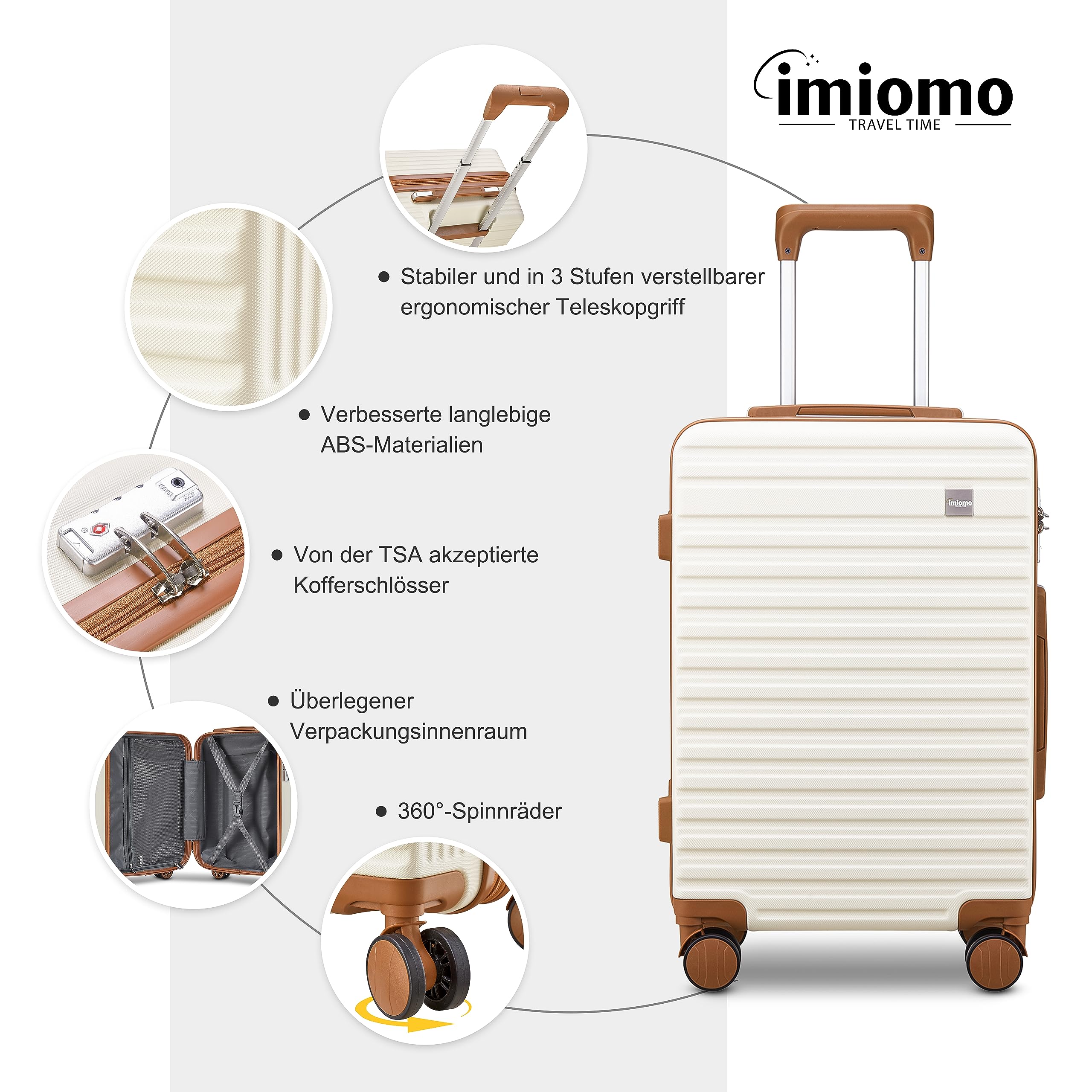 imiono Luggage Sets 3 Piece,Expandable Hardside Suitcase Set with Spinner Wheels,Lightweight Travel Luggage set with TSA Lock(20/24/28,White)