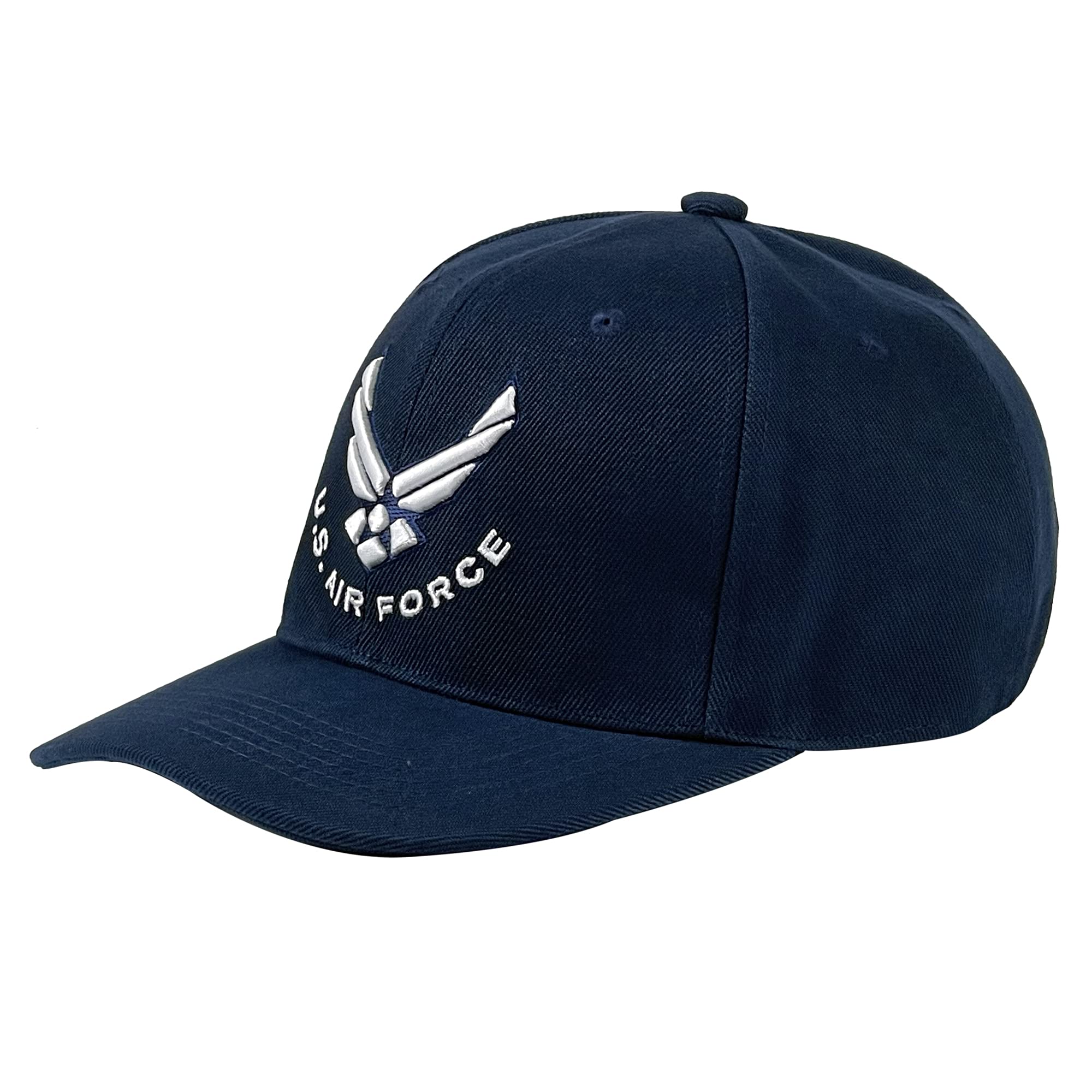 Kaleid US Air Force Wing Embroidered Baseball Cap Sport Outdoors Adjustable Snapback Dad Hat White, 7-7 58