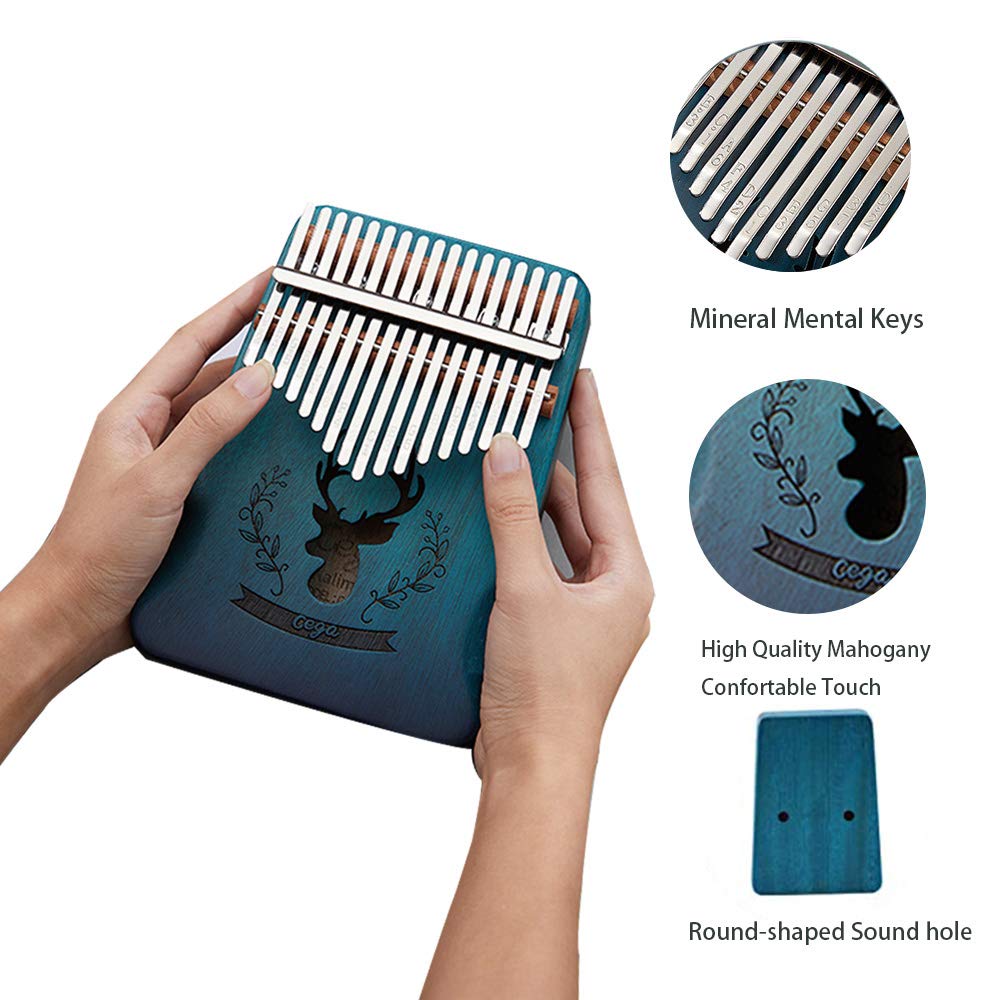 Kalimba 17 Keys Thumb Piano Built-In High-Performance Protective Box, Tuning Hammer and Kalimba Songbook for Kids Adult Beginners