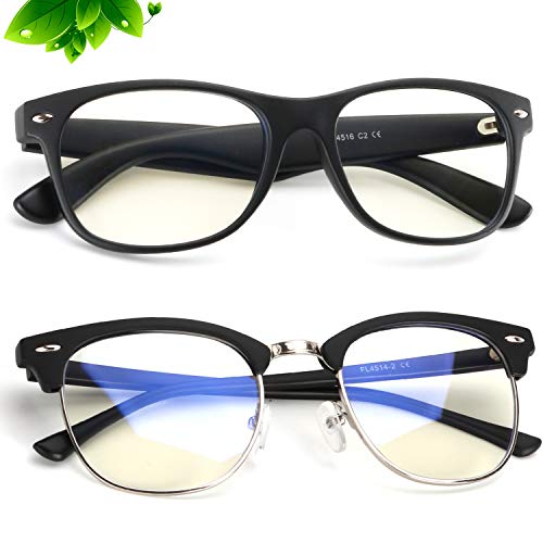 KALIYADI Blue Light Blocking Glasses UV400 Clear Lens Anti Eyestrain& headache Computer Glasses for Men Women(2 pack)
