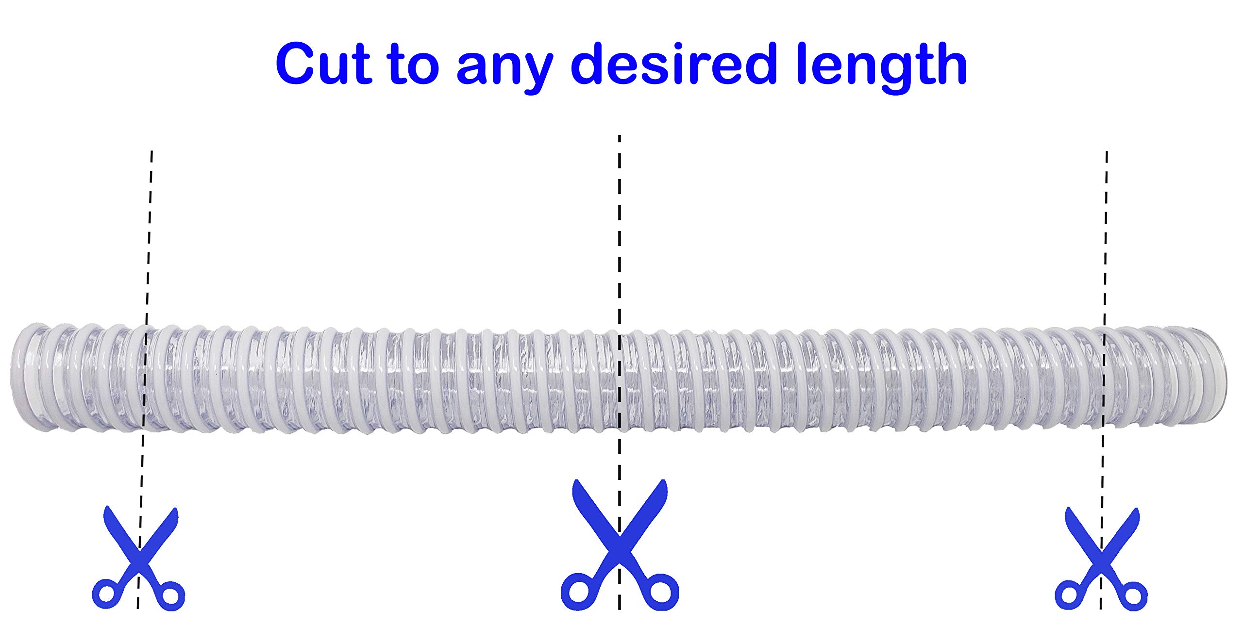 Sealproof 1.25 x 59 Inch Pool Filter Pump Connection Hose for 1-1/4 (32mm) Intex Systems and Above Ground Pools, Premium Quality Kinkproof PVC, Made in USA | Includes 2 Hose Clamps