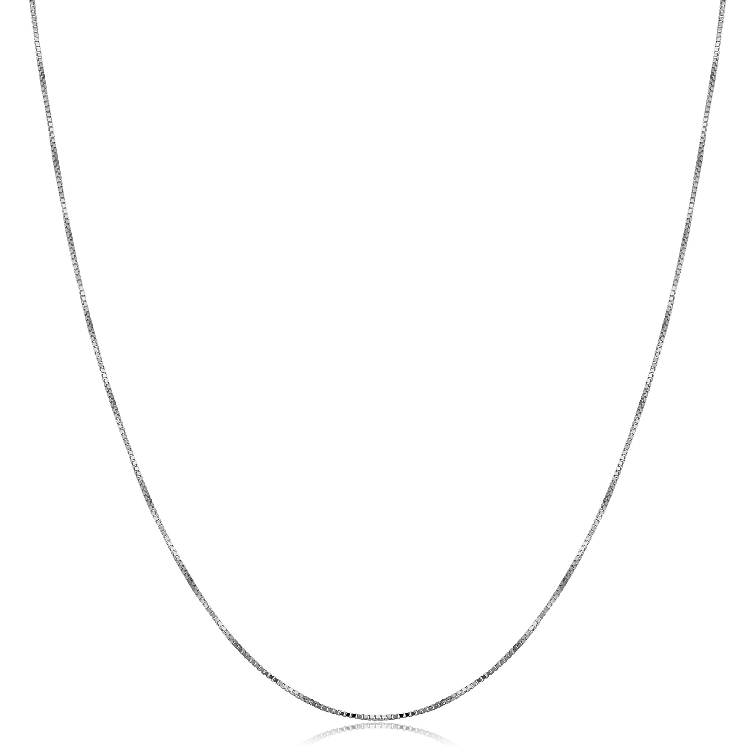KoolJewelry 14k White Gold Venetian Box Chain Necklace for Women (0.5 mm, 24 inch)