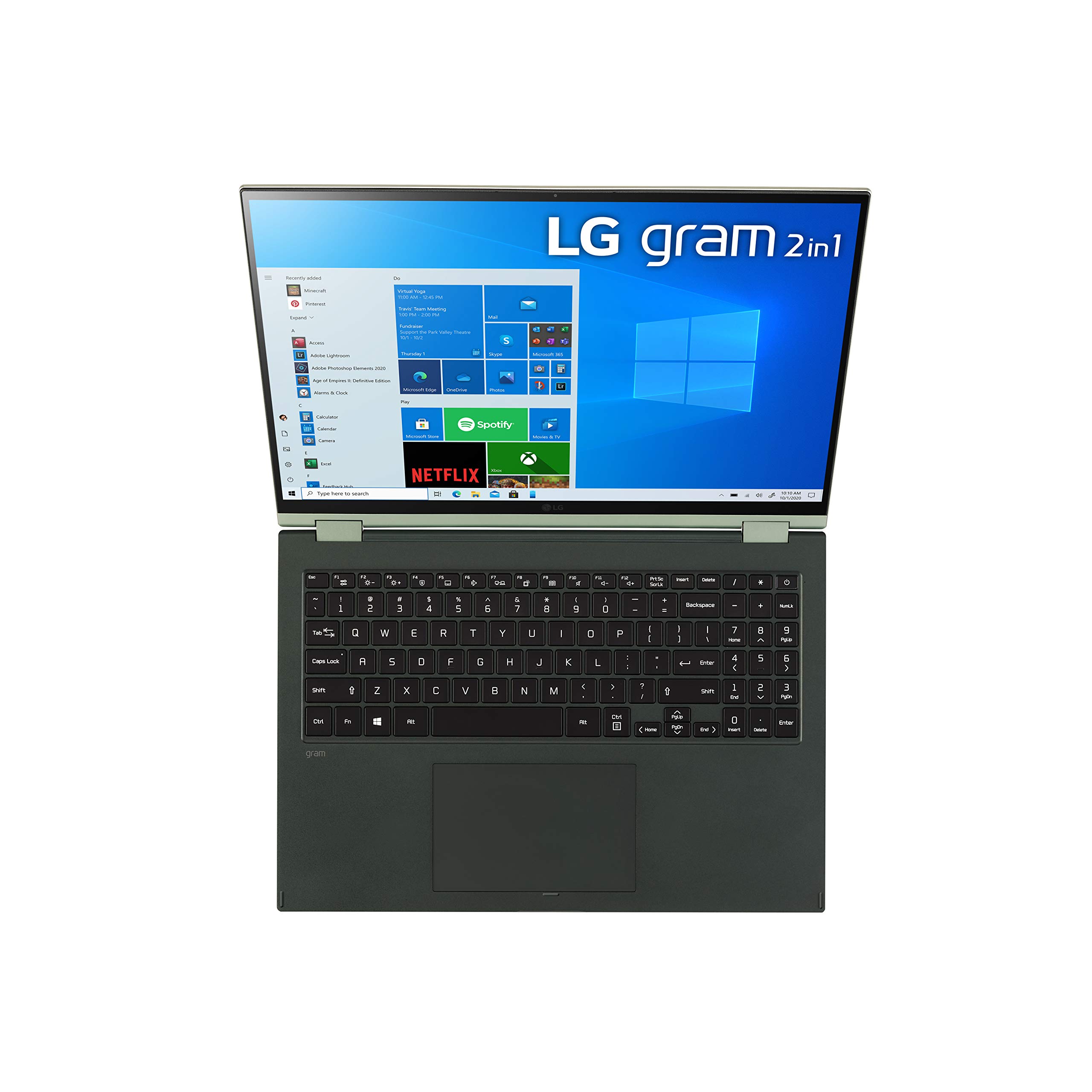 LG Gram 16T90P 16" WQXGA (2560 x 1600) 2-in-1 Lightweight Touch Display Laptop, Intel Evo 11th Gen Core i7 , 16GB RAM, 512GB SSD, 21 Hour Battery, Alexa Built-in, 2X USB-C, HDMI, USB- Green