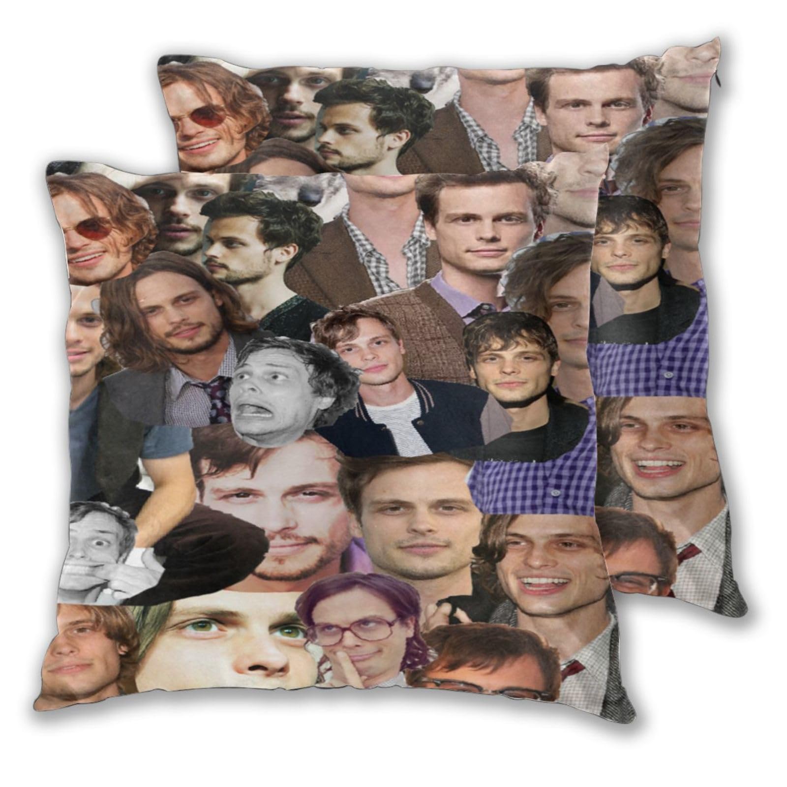 IRONSURE Double Sided Plush Pillow Cover Double-Sided Zippered Matthew Soft Gray Gubler Sofa/Bedroom/Living Room/Pillow Throw Pillowcase for Home 18"X18"