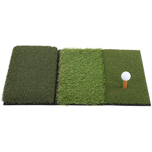 Portable Golf Batting Mat 3‑Turf Lawn Hitting Pad Training Equipment Practice Supplies Foldable Grass Mat for Driving and Putting Golf Training
