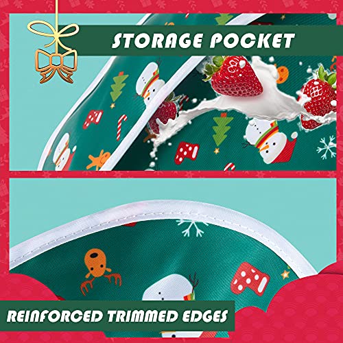 Little Dimsum Feeding Baby Bibs Waterproof Drool Christmas Bib Coverall 2 PCS Set Adjustable Closure for Babies Toddlers with Large Pocket (6-36 Months) Christmas(Snowman&Santa)