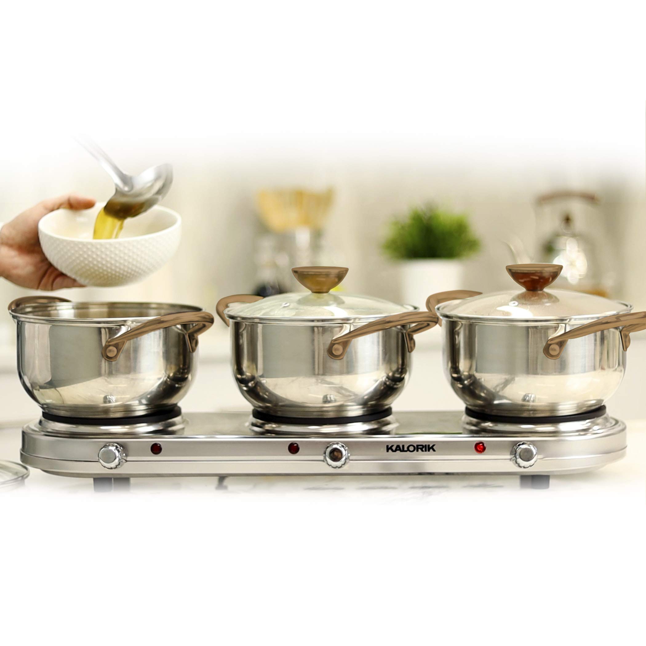 Kalorik Triple Burner Buffet Set, Copper