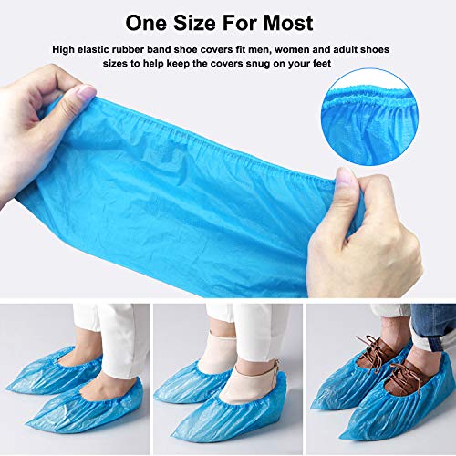 Shoe Covers Disposable -100 Pack(50 Pairs) Disposable Shoe & Boot Covers Waterproof Slip Resistant Shoe Booties, Durable Boot & Shoes Cover, One Size Fits All (CPE Plastic)