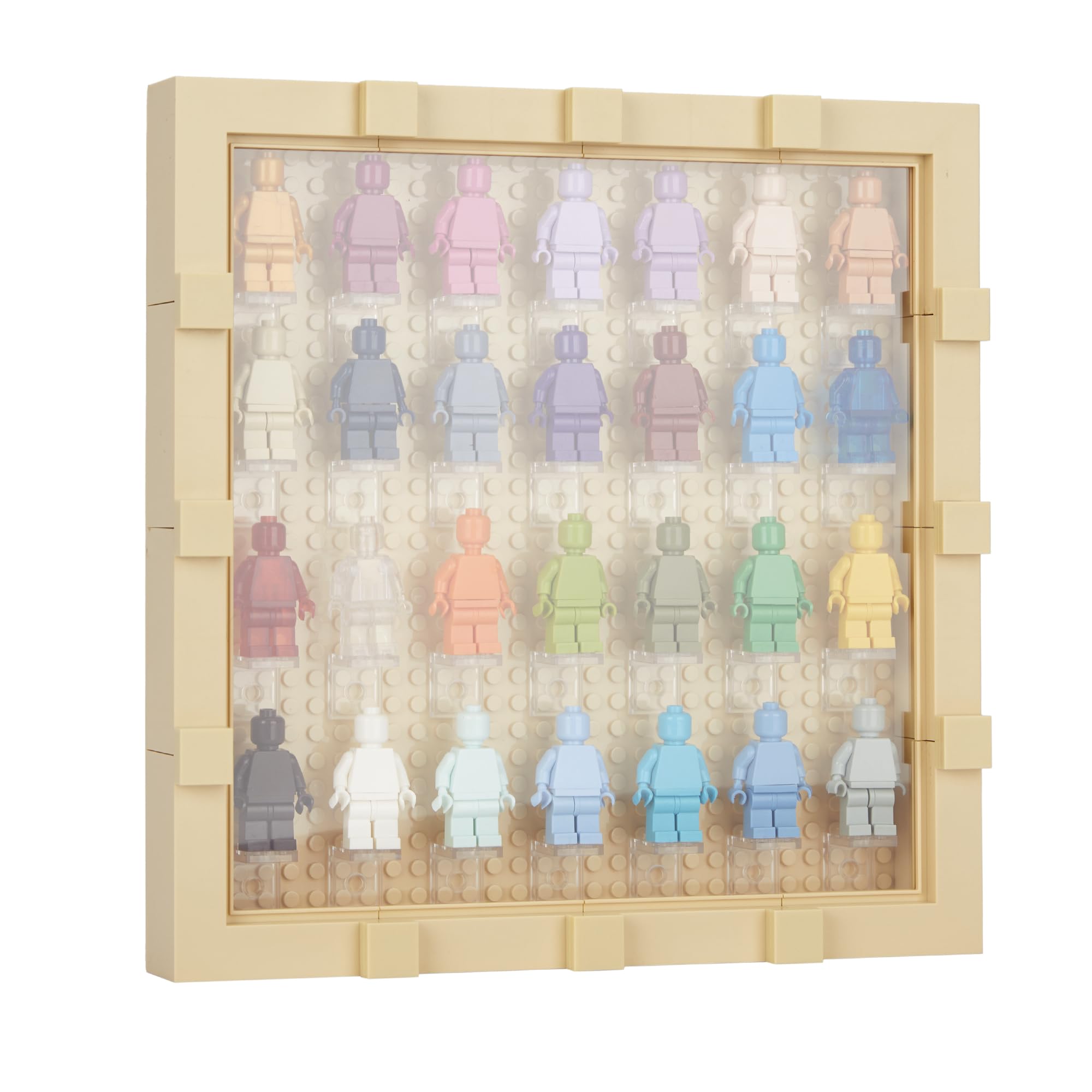 HUHYNN Minifigures Display Case, Clear Minifigures Display Case for Protecting Your Building Block Mini Figures Collection Holds Up to 28 Minifigurines Display (Yellow-10.04x1.34x10.04in)