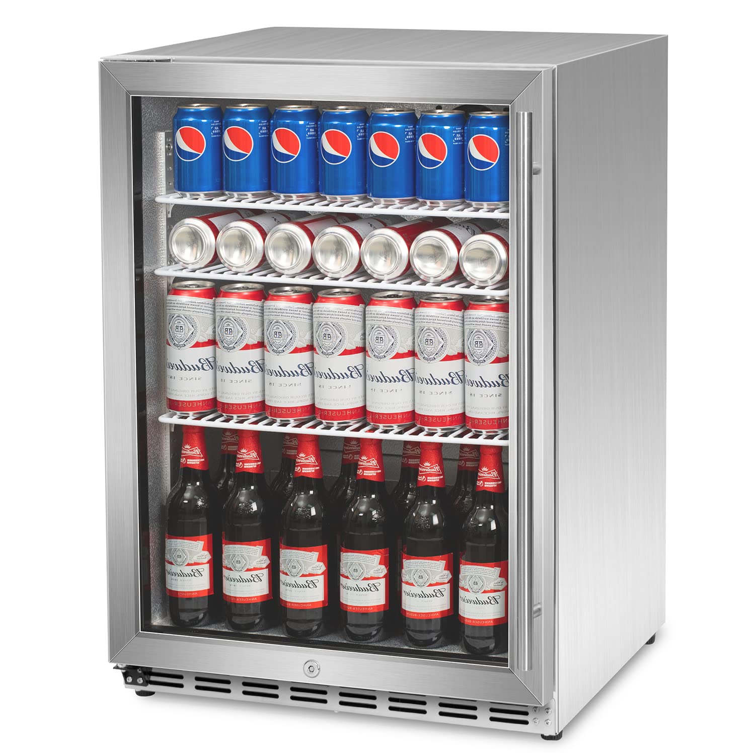 ICEJUNGLE 24 '' Beverage Refrigerator Cooler, 160 Cans Outdoor Refrigerator,Built-in or Freestanding Under Counter Beverage Beer Fridge for Kitchen,Home use and Office