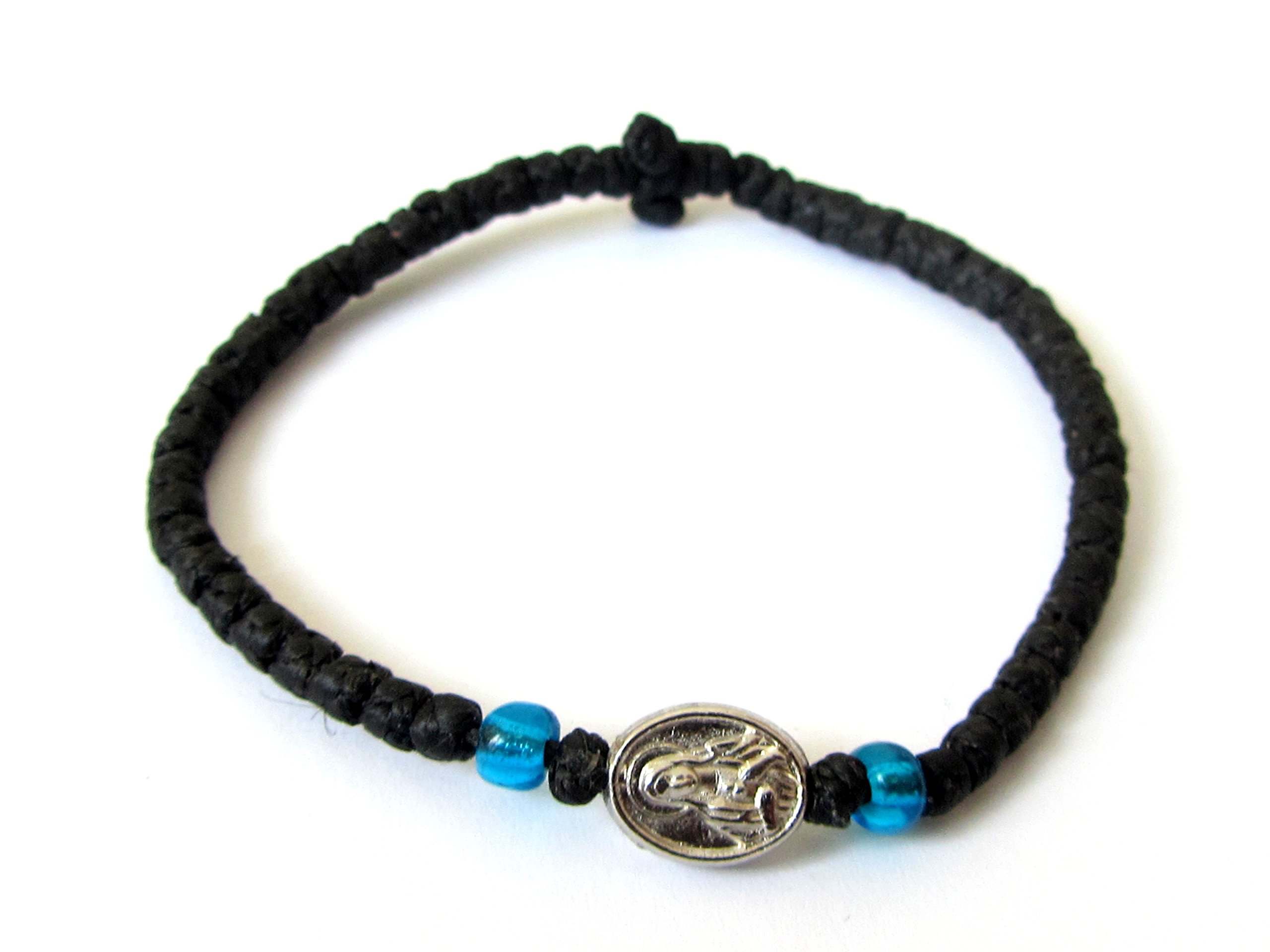 Iconsgr Handmade Christian Orthodox Komboskoini, Prayer Rope Bracelet Black VM1
