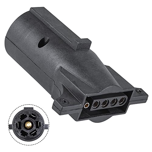 TRUE MODS 7-Way Blade to 5-Way Flat Trailer Adapter [Nickel-Plated Copper Terminals] [Rugged Nylon Housing] [Compact Design] 7-pin to 5-pin Trailer Wiring Plug Adapter