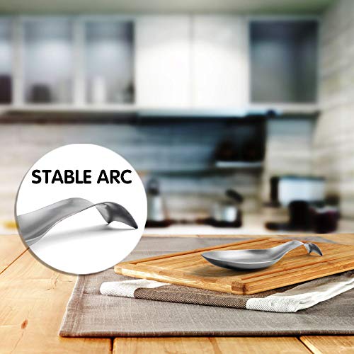 Pretty Jolly Fish Shape Stainless Steel Spoon Rest for Stove Top Metal Spoon Holder for Kitchen Counter Cooking Utensil Rest Rust Resistant Dishwasher Safe 10.6 x 3.8 Inch(Black 2PCS)