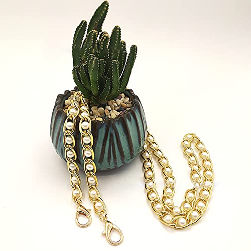 Metal Chain Pearl Handbag Purse Replacement Chain Strap Purse Making for Women (3pcs 47inch)