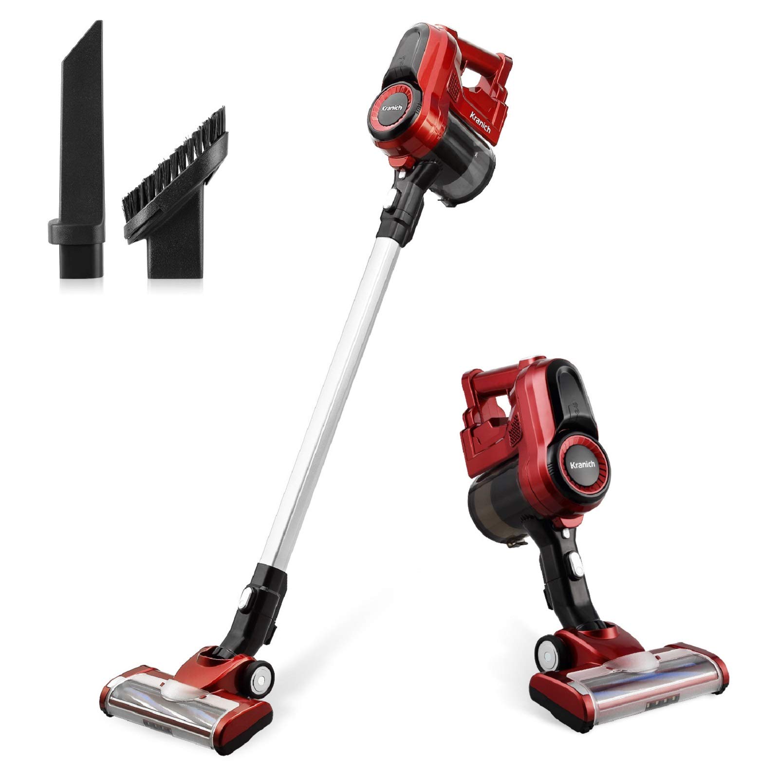 Kranich Lightweight Cordless Vacuum Cleaner, High Efficiency Powerful Digital Motor LED Headlights, Convenient Stick and Handheld Vac
