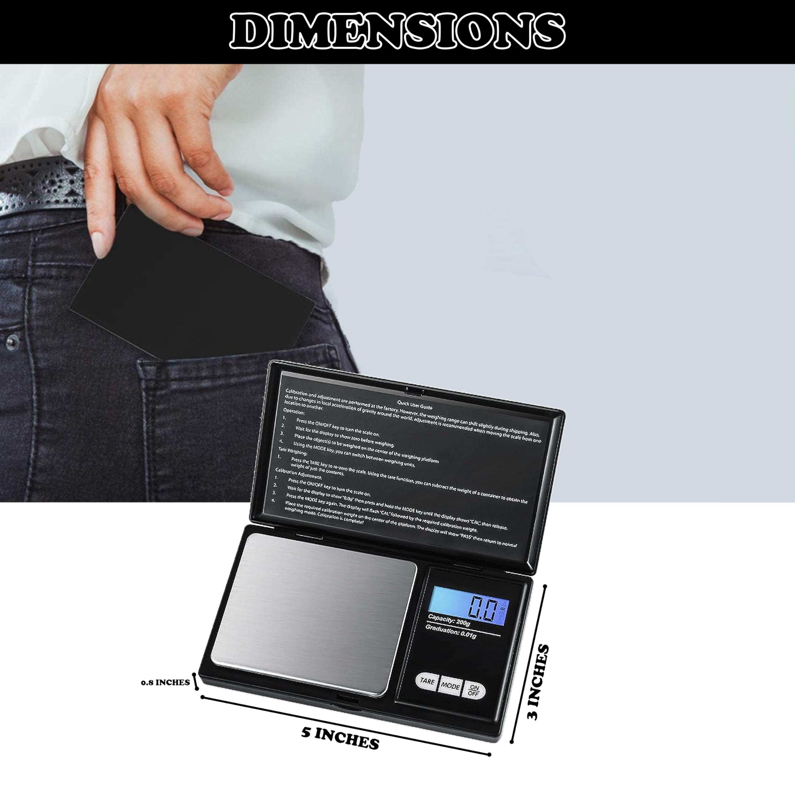 IMPORTUNK Scale Digital Pocket Scale,200g x 0.01g,Digital Grams Scale, Food Scale, Jewelry Scale Black, Kitchen Scale