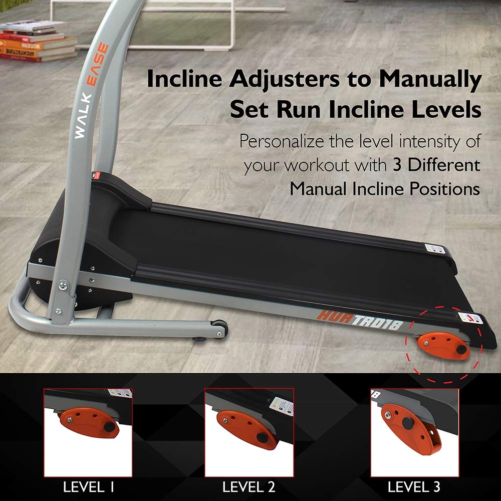 Hurtle Electric Folding Treadmill Exercise Machine - Smart Compact Digital Fitness Treadmill Workout Trainer w/Bluetooth App Sync, Manual Incline Adjustment, for Walking, Running, Gym HURTRD18