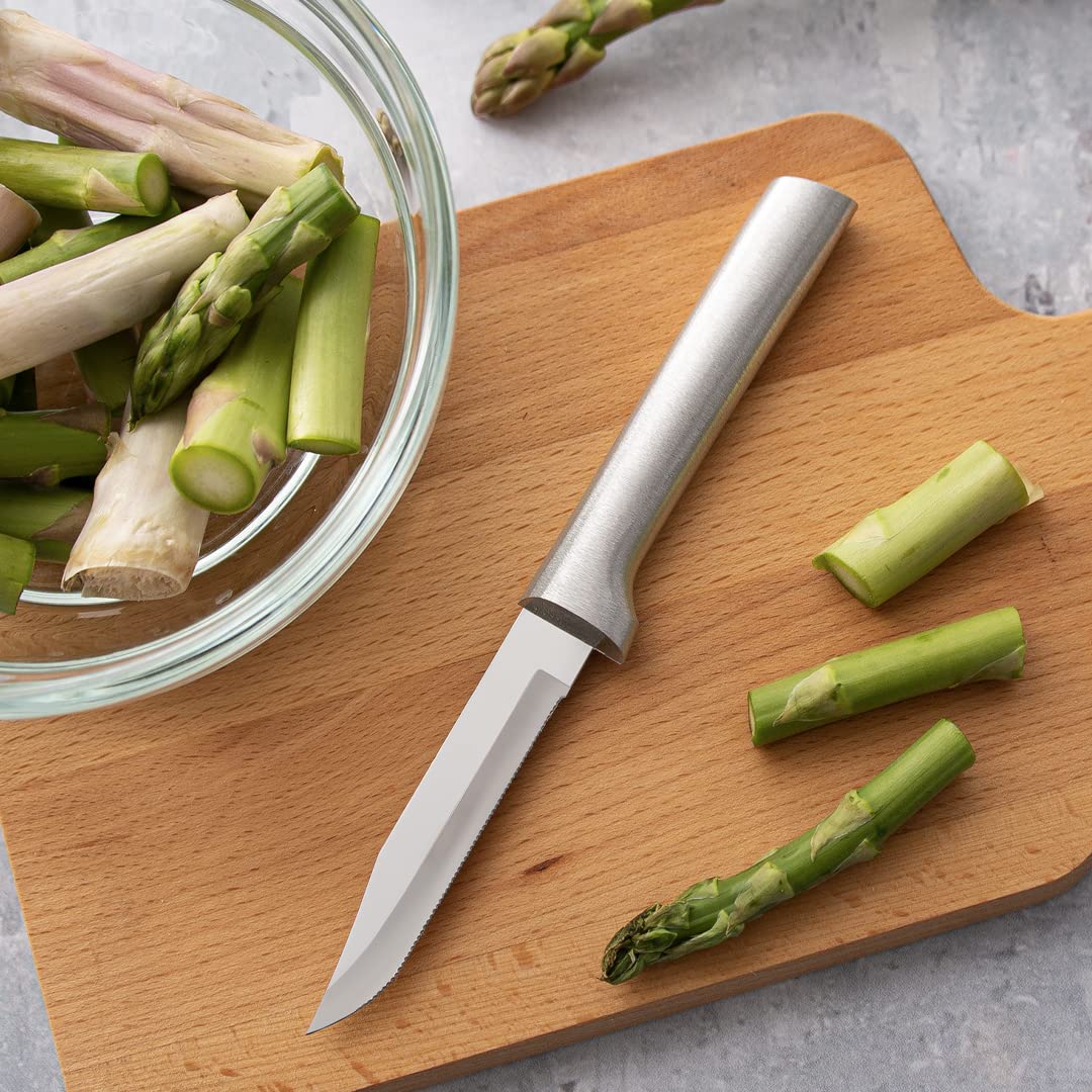 RADA Regular Serrated Paring Knife – Stainless Steel Blade With Aluminum Handle, 6-3/4 Inches, Pack of 2