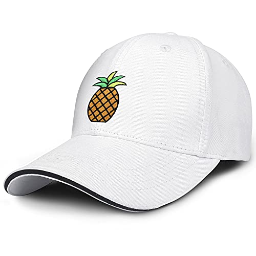 LHSCVUFASC Pineapple Hat for Men Women Baseball Cap Trucker Hat Dad Hats Unisex Embroidered White