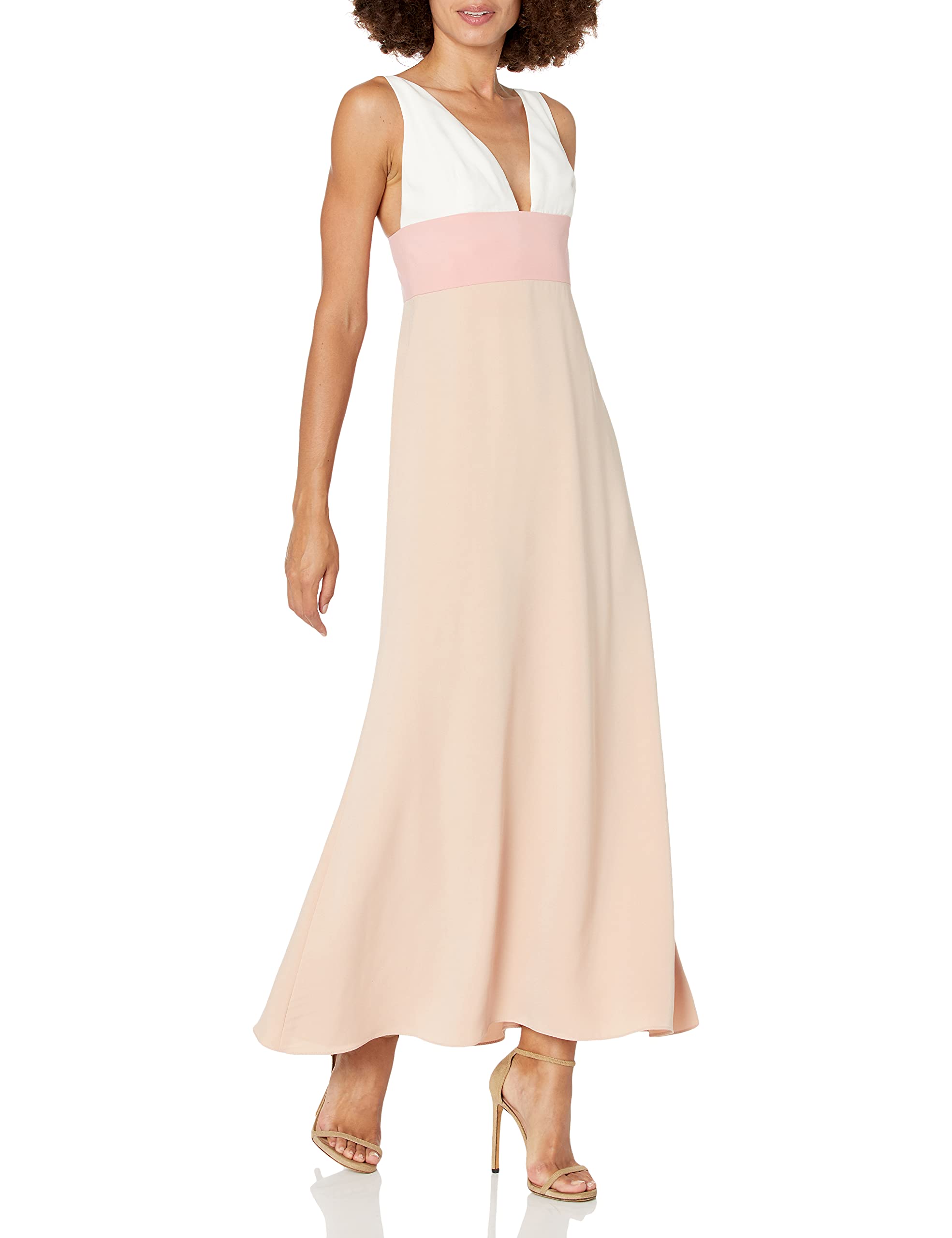 Jill Jill Stuart Women's V-Neck Colorblock Dress, Cream/Pink/Rose, 6