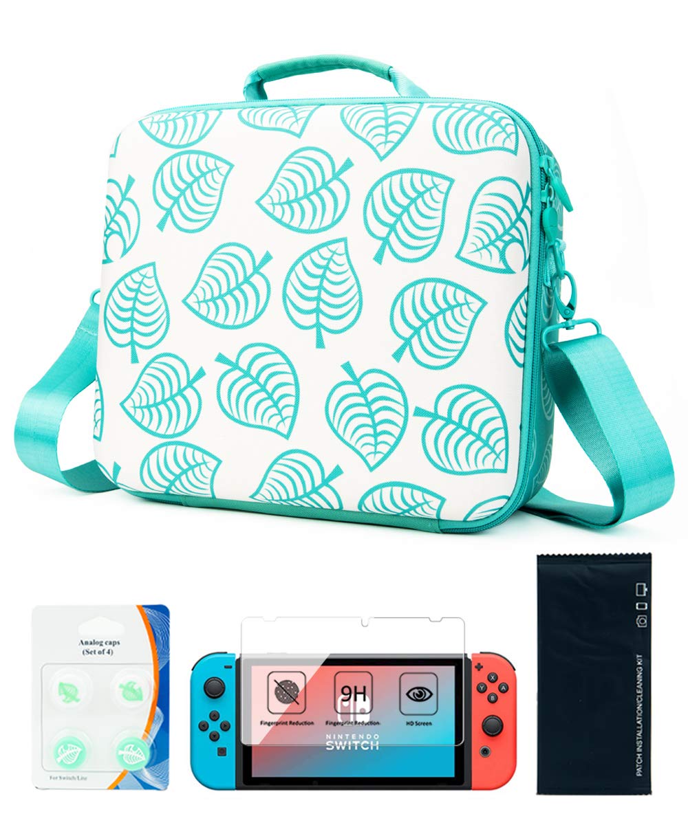 Large Carrying Storage Case for Nintendo Switch with Handle and Shoulder Strap,Fits Complete Switch System Console, Switch Dock,Pro Controller,Joy-Con Grip with 21 Games Cards Slots