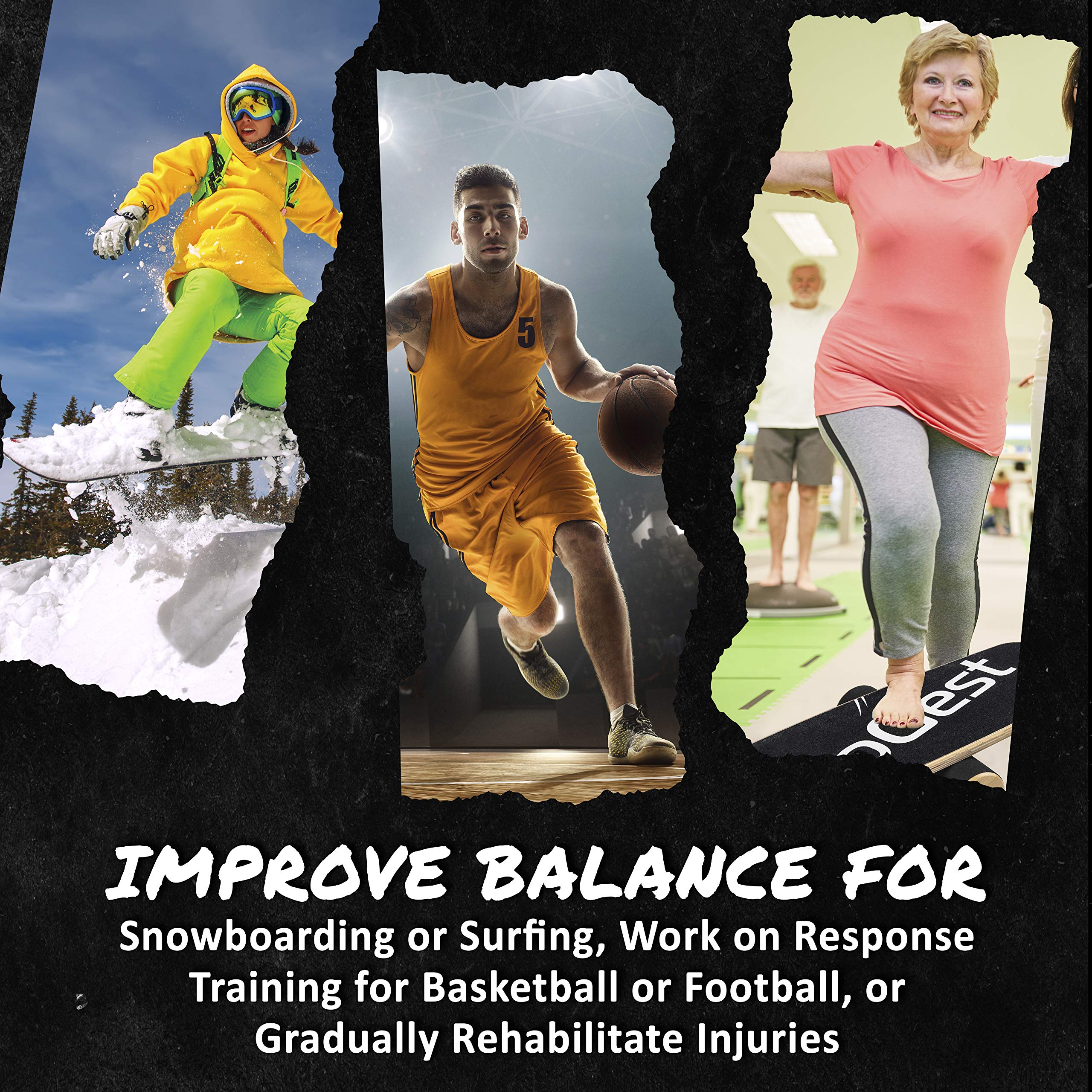 Logest Wood Balance Board Trainer - Balancing Roller Board for Hockey, Snowboard, Surf, Balance Trainer for Stability and Fitness Workout Board Core Trainer