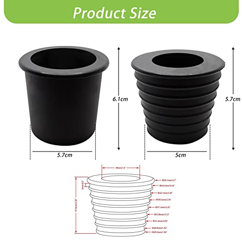 Patio Table Umbrella Hole Rings, 4 Pcs Silicone Patio Table Umbrella Hole Ring, and Cap Set, Umbrella Cone Wedge Plug for 2 to 2.5 Inch Patio Table Hole Opening and 1.5 Inch or Smaller Umbrella Pole