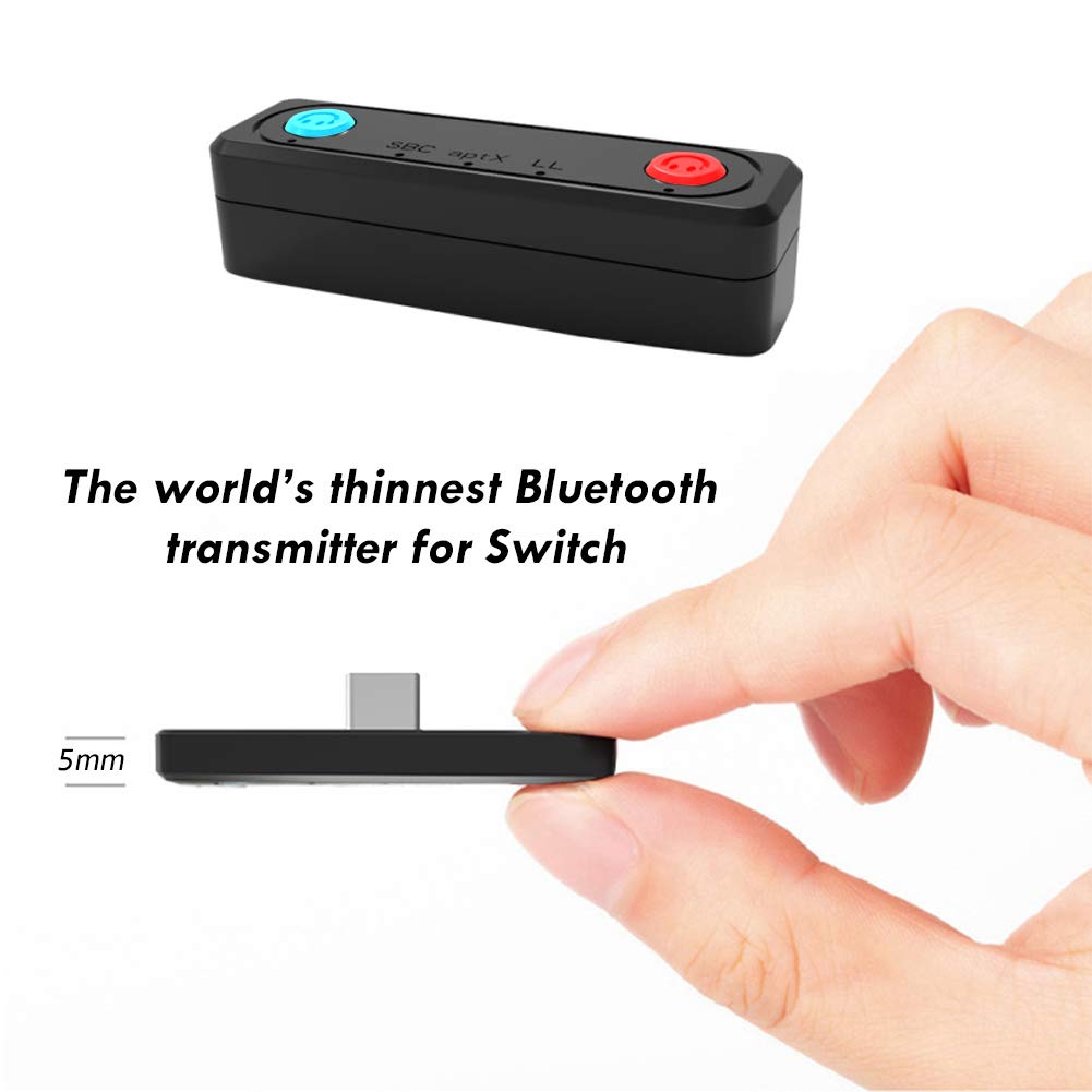 Micnaron Bluetooth 5.0 Audio Transmitter Adapter Ultra Slim with USB C Cnoector Built-in Digital Mic APTX Low Latency for Nitendo Switch Lite Compatable with PS4 PS5 Computer, Support Dual Connections