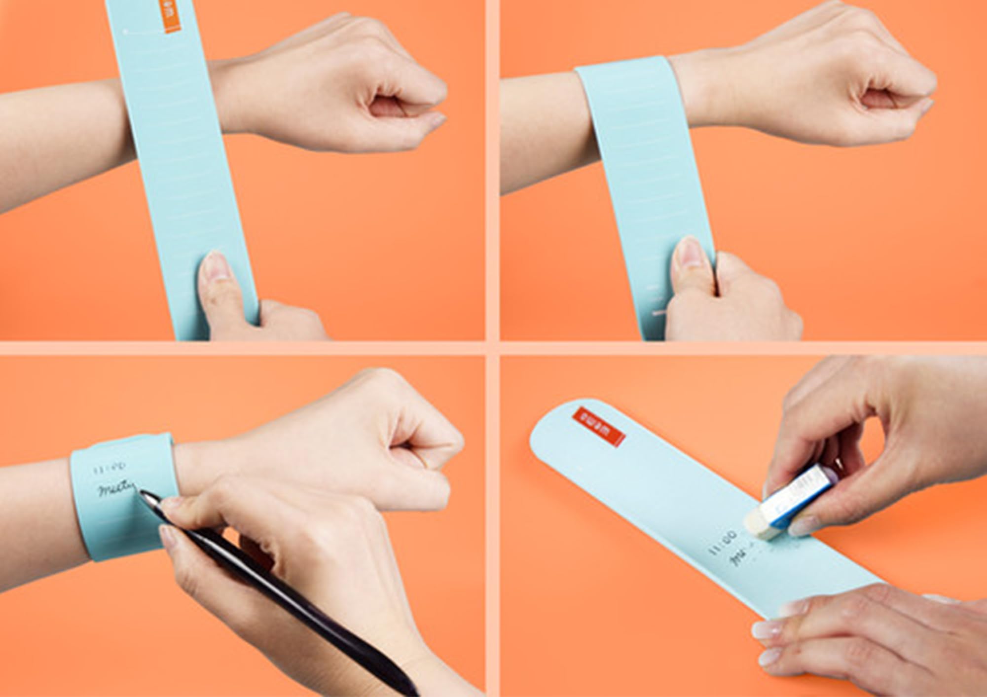 IPPINKA Blue Wearable Silicone Memo Wrist Band and Exclusive Pen Set
