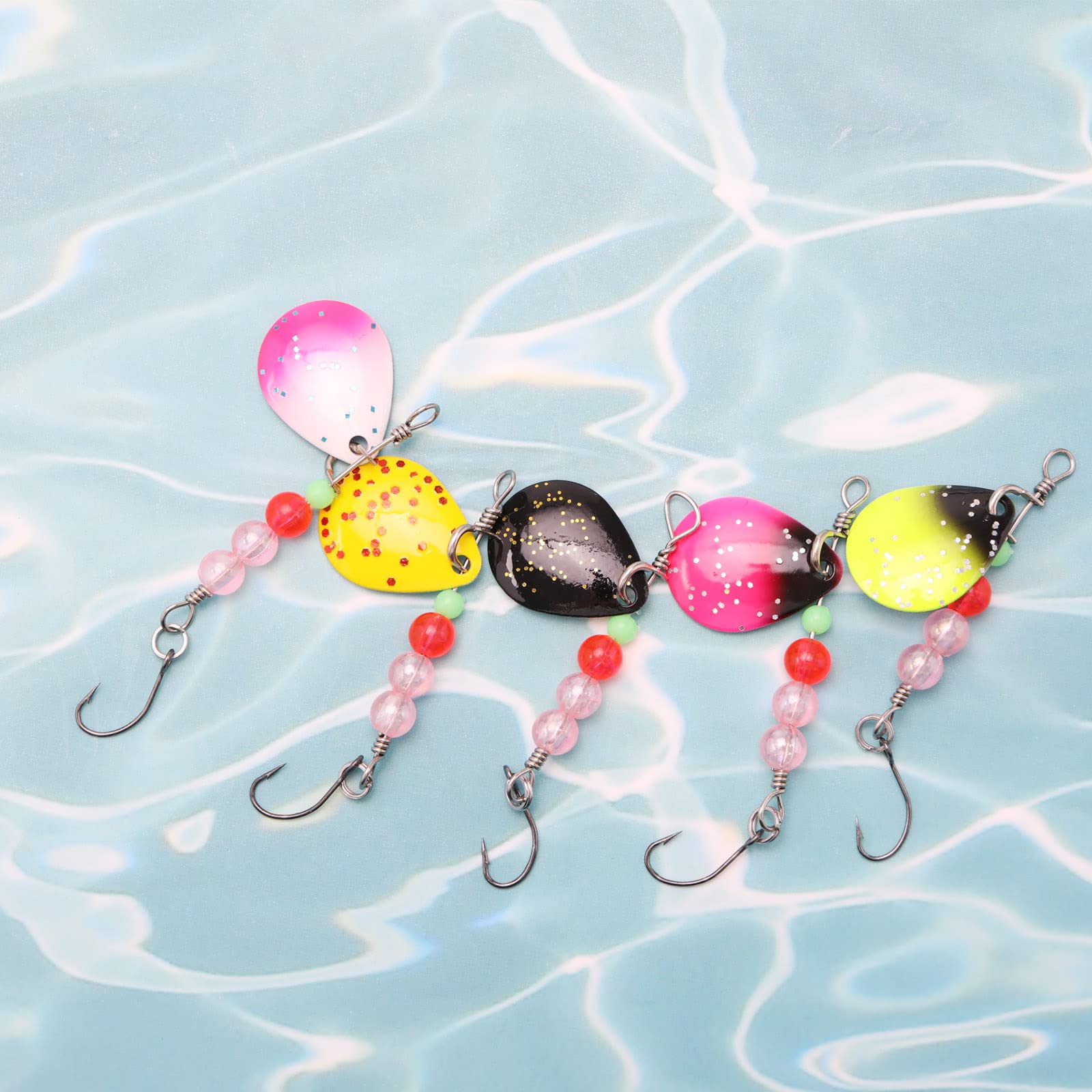 Micro Traders 5PCS Fishing Spoon Lures Sequins Hard Baits with Single Hook Tackle Artificial Bait Metal Fishing Gear Fishing Accessories for Trout Perch Pike