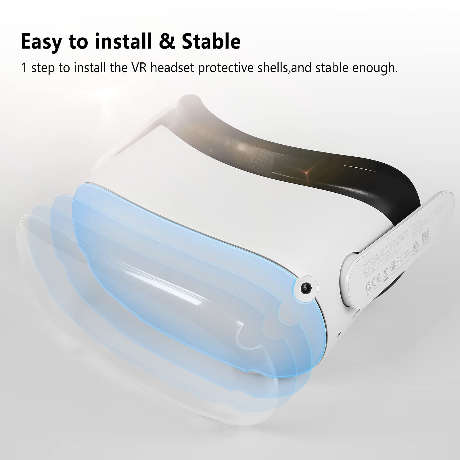 METORY Transparent Front Protective VR Scratch-Resistant Shell,Cover for Oculus Quest 2 - Protects Cameras, Protector Accessories Set,Dust-Proof,Water Proof & Anti-Fall (2.26mm,Hard Case)