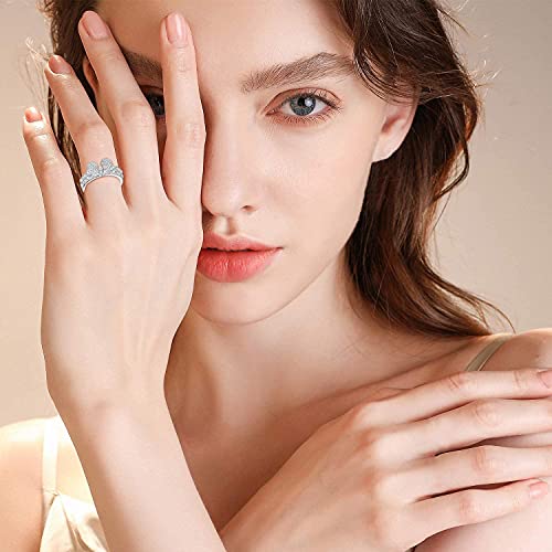 HUKKUN Couple Rings Sterling Silver Stackable Feather Matching Rings for Couples Angel Wings Jewelry Gift for friend