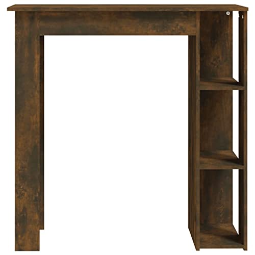 VanTook Pub Bar Table Kitchen Counter Buffet Table, 40.2 Inch Dining Table with 3 Open Shelf, Modern Cocktail Table for Bar, Cafe, Office, Kitchen, Living Room, Smoked Oak