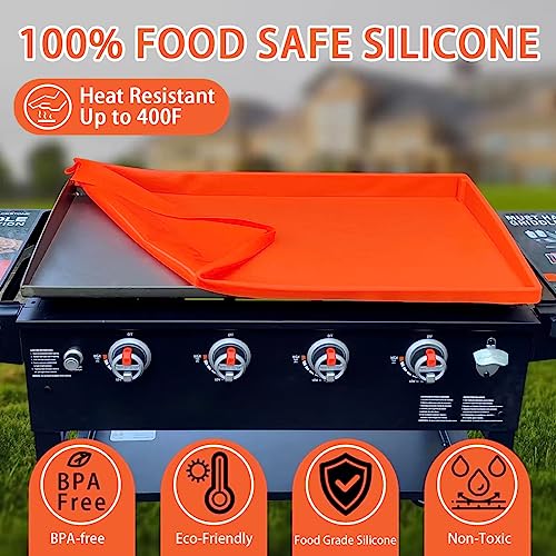 Wrpaulk 36" Silicone Griddle Mat Cover for Blackstone,Full Coverage Food Grade Griddle Grill Mat,Protects Grill Year-Round from anmial,Debris and Rust,Color:Orange