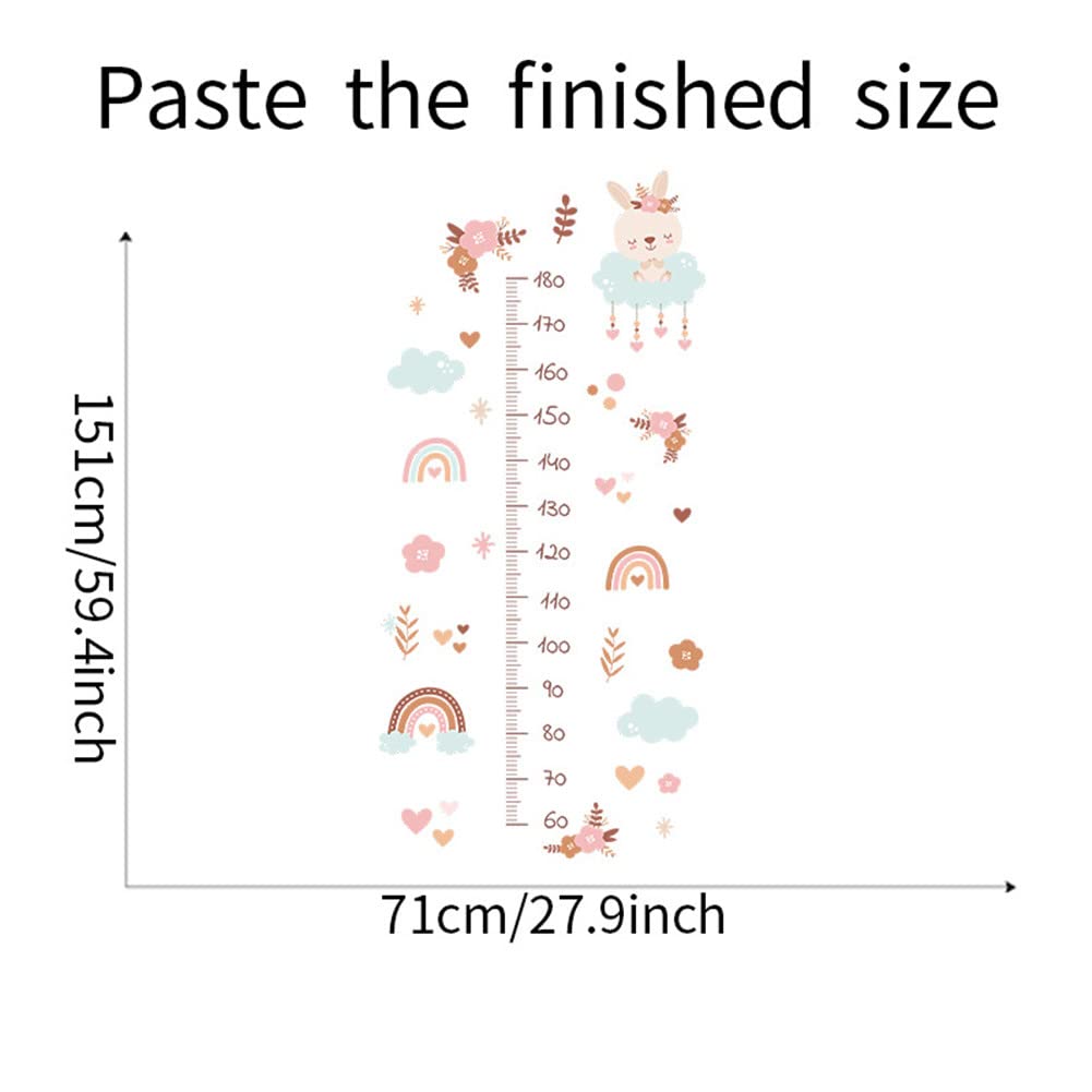 Rainbow Rabbit Flower Height Stickers Children's Room Kindergarten Home Decoration Wall Stickers self-Adhesive(Color 60-180cm)
