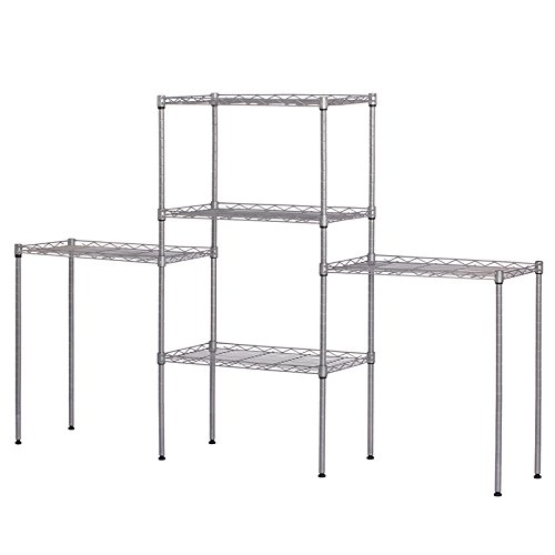 Imseigo 5-Shelf Adjustable Standing Shelf Units, Heavy Duty Storage Shelf Wire Shelving Unit Storage Shelves, Steel Organizer Wire Rack for Garage, Pantry, Closet, Kitchen, Laundry (Silver)