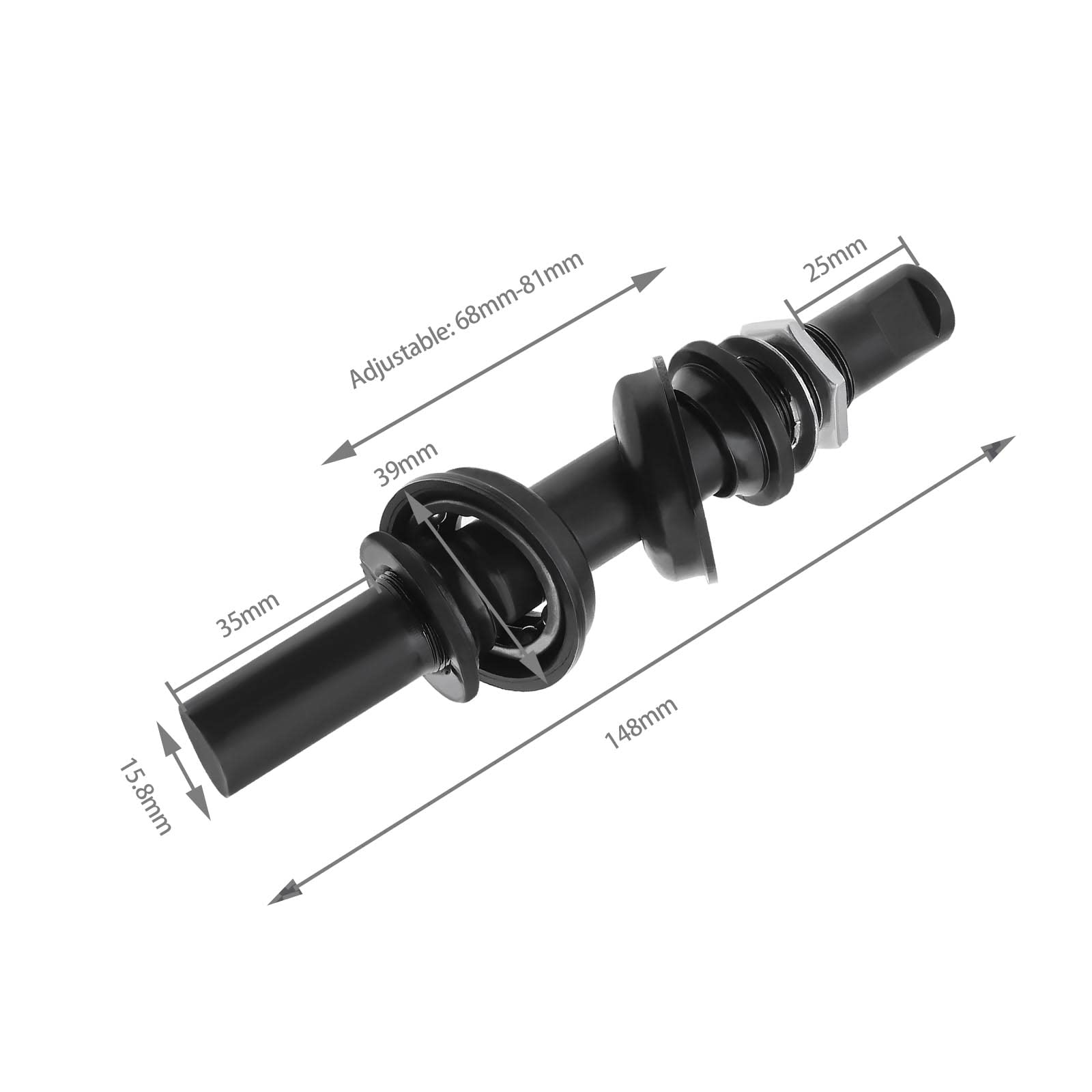Micro Traders Bottom Bracket Set Mountain Bike Road Bike 148mm Length 15.8 Diameter Bottom Bracket Set with Bottom Bracket Cup Ball Bearing