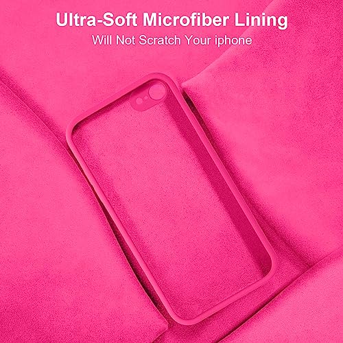 Vooii for iPhone SE Case 2022/3rd/2020,iPhone 8/7 Case, Upgraded Liquid Silicone with [Square Edges] [Camera Protection] [Soft Anti-Scratch Microfiber Lining] Phone Case for iPhone SE - Hot Pink