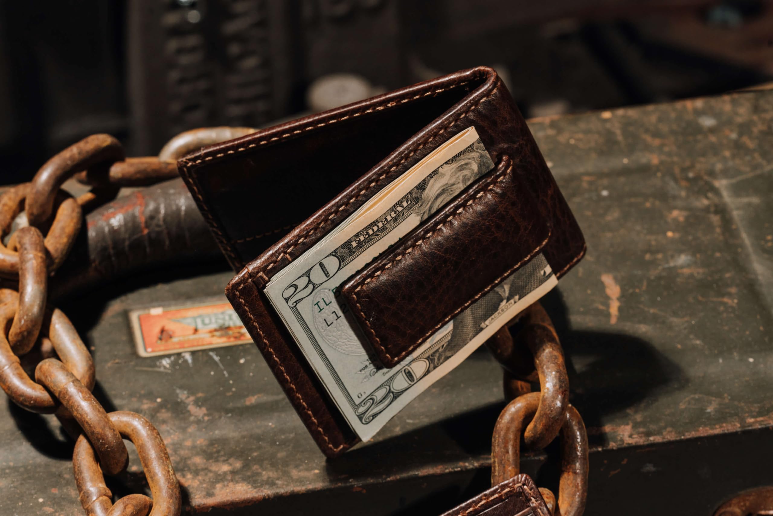 House of Jack Co. IVOR Bifold Wallet With Money Clip | Front Pocket Wallets for Men | Super Strong Magnet | Slim Card Holder (brown)