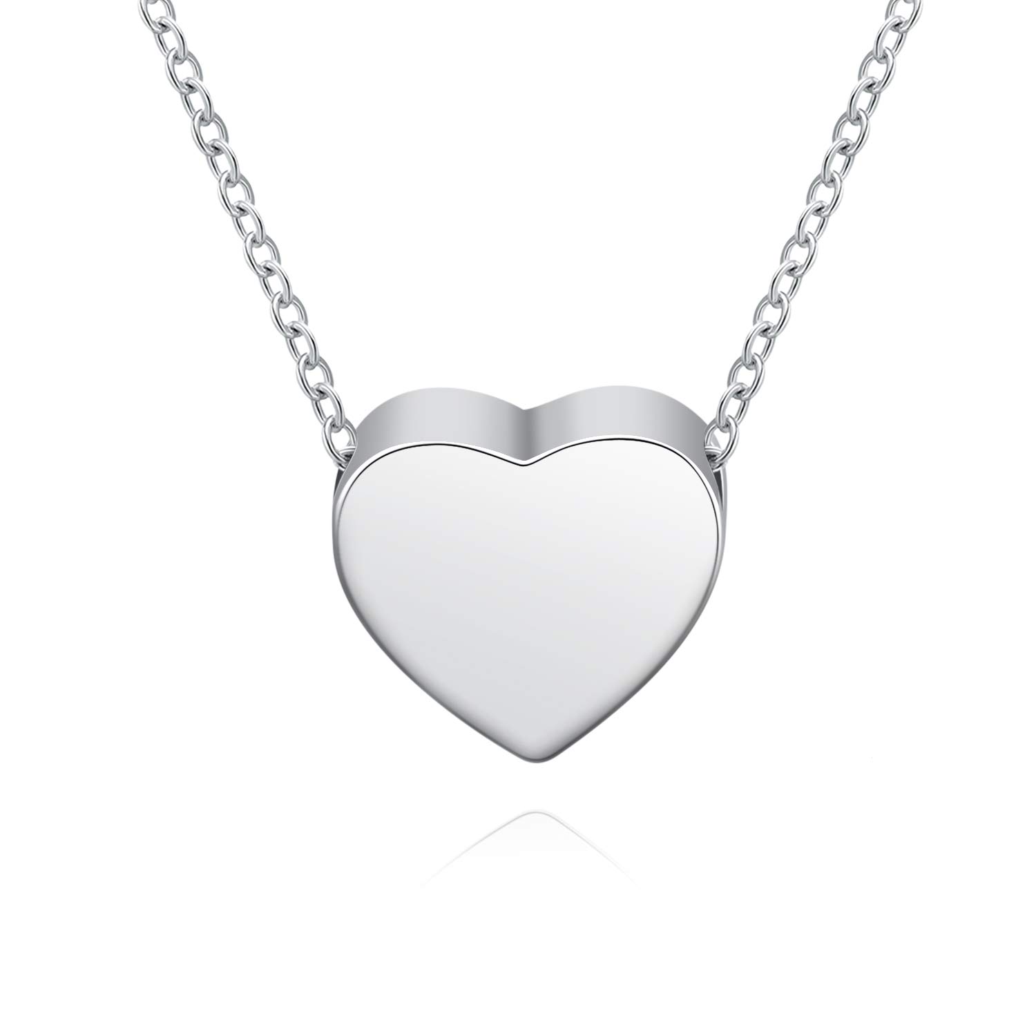 Jinlou 925 Sterling Silver Hold Loved Ones Heart Urn Necklace Pendant for Ashes Memorial Cremation Jewelry(Simple heart)